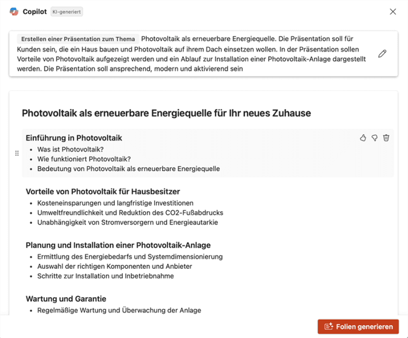 Präsentationen mit Narrative Builder von Copilot | HIRSCHTEC